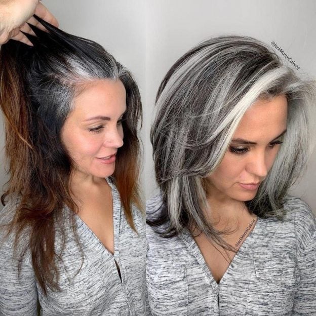 ≡ Hairdresser Urges Clients To Embrace Their Gray Hair 》 Her Beauty